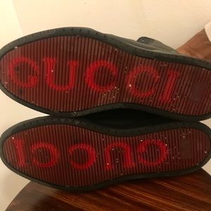 Gucci | Shoes | Authentic Black Leather Gucci Sneakers | Poshmark
